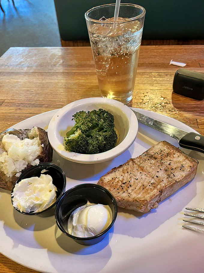 A perfectly cooked piece of fish with thoughtful sides. Simple, elegant, and proof that sometimes the best seafood preparations let the ocean do the talking.