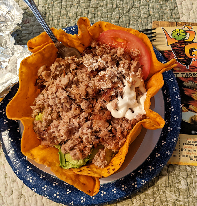 Who knew healthy could look this decadent? The crispy tortilla bowl isn't just a vessel &ndash; it's an edible work of architecture.