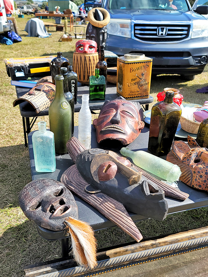 Conversation pieces that literally stare back at you. These masks and vintage bottles have stories to tell&mdash;if only they could talk.