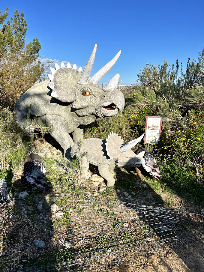 Parent and child triceratops demonstrate that even 65 million years ago, family outings were all about quality time together.