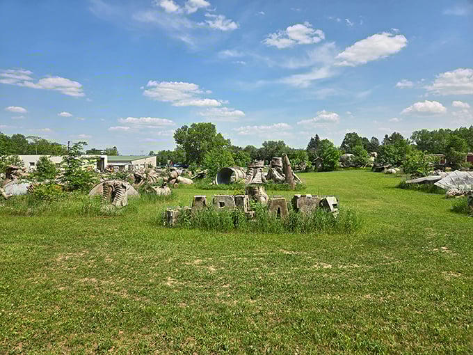 A panoramic view of America's strangest retirement community. Where fiberglass creatures large and small gather to create a uniquely Wisconsin wonderland.