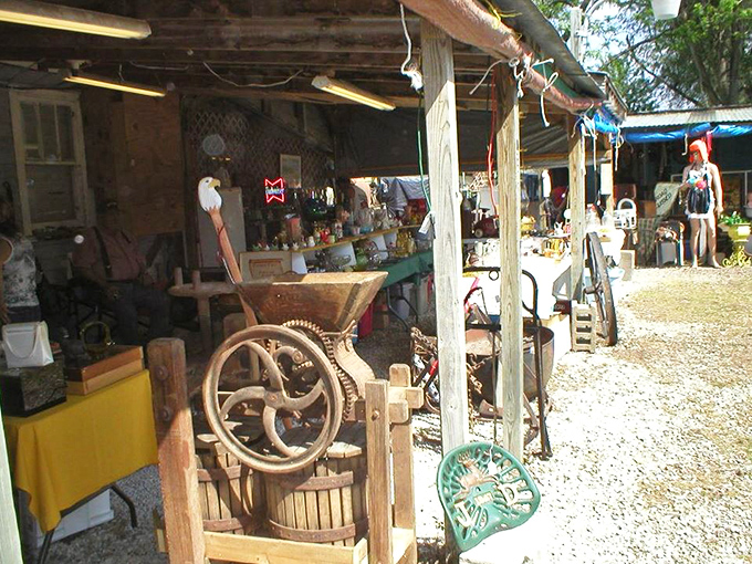 This antique fruit press with its massive iron wheel isn't just farm equipment&mdash;it's industrial sculpture that tells the story of American ingenuity.