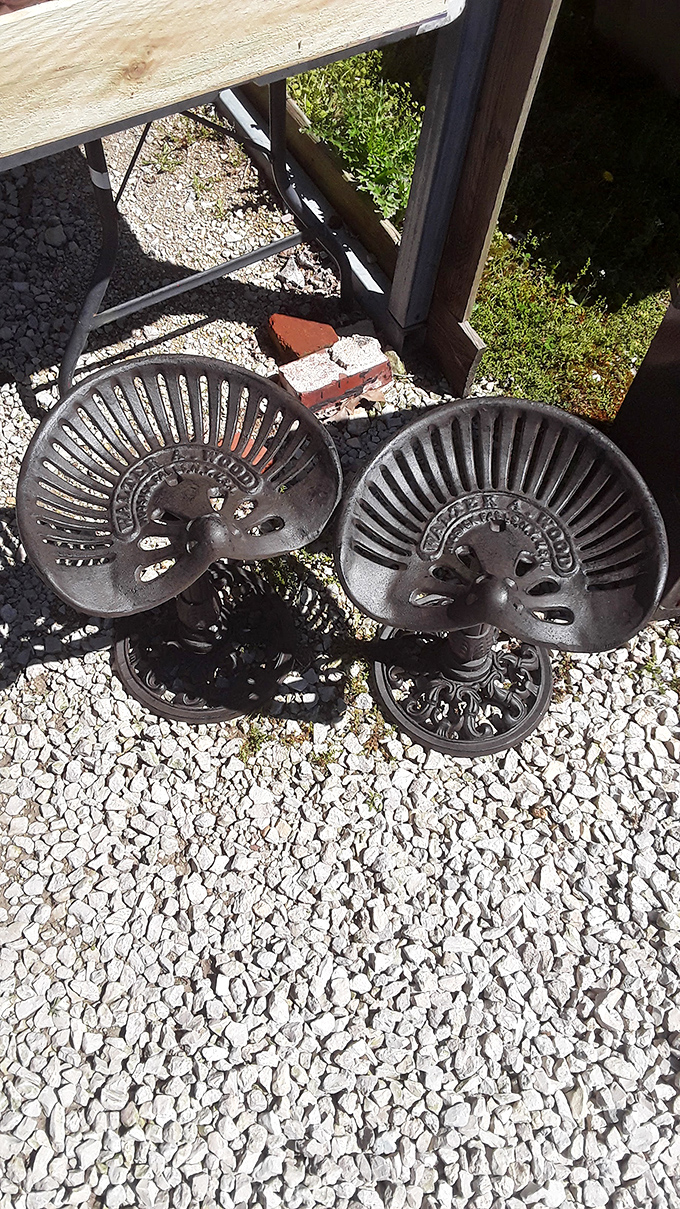 These cast iron tractor seats transformed into stools are the perfect conversation piece for anyone who appreciates when farm function meets rustic design.