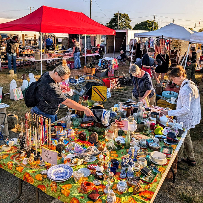 Twilight treasure hunting at its finest&mdash;where vintage dishes and collectibles create a colorful mosaic of American domestic life.