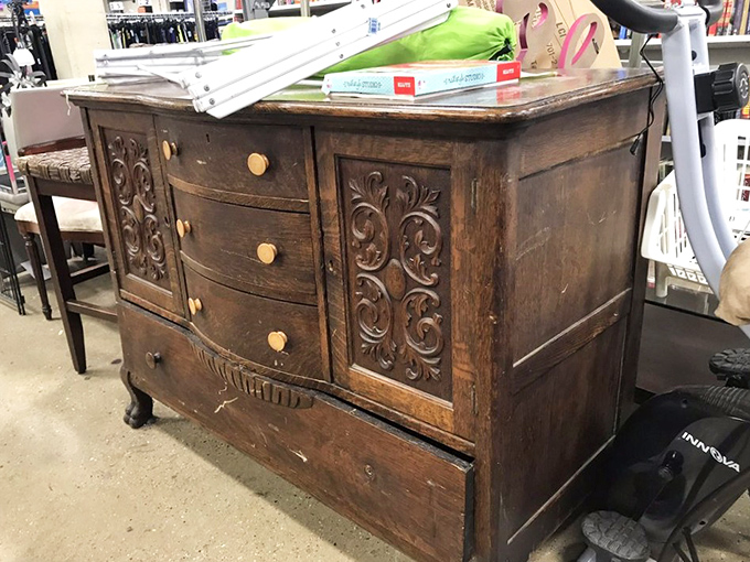 Not just a sideboard but a conversation piece with carved details that whisper tales of dinner parties past and future family gatherings.