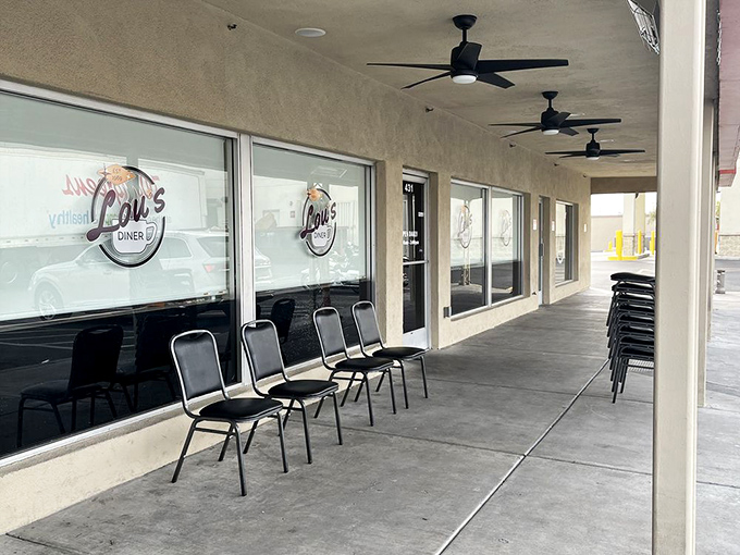 The waiting area outside Lou's speaks volumes &ndash; simple chairs where hungry patrons patiently anticipate meatloaf worth every minute of waiting.