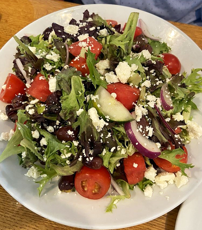 A Greek salad that proves vegetables can be the life of the party when dressed properly and introduced to the right cheese.
