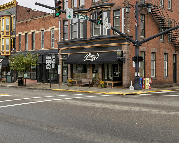 Corner buildings with their distinctive angles anchor Millersburg's downtown intersections. Where routes cross, community happens&mdash;it's been that way for generations.