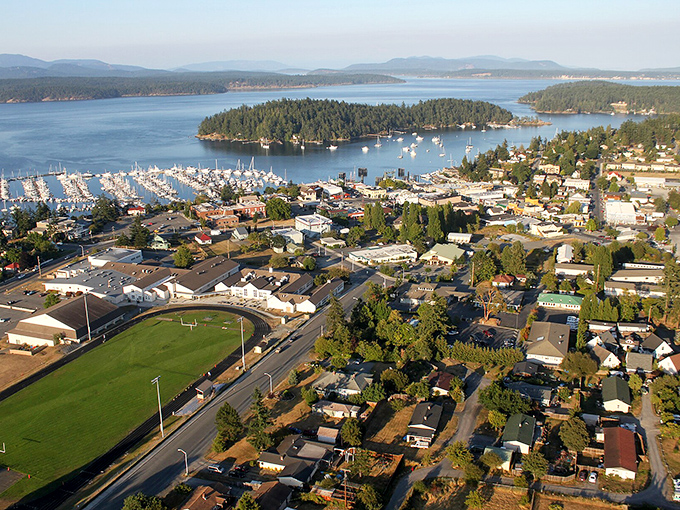 From above, Friday Harbor reveals its true nature: a perfect puzzle of community, nature, and maritime life, all fitting together in island harmony.
