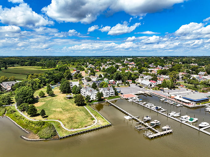 From above, Chestertown reveals its perfect balance of land and water, with the Chester River embracing the town like an old friend.