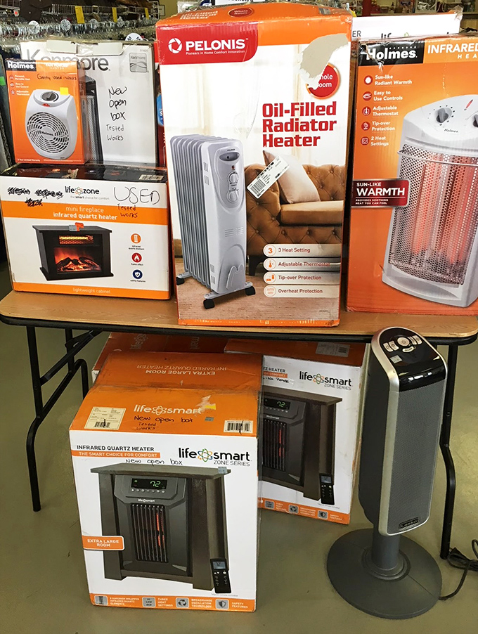 Space heaters and small appliances, all tested and tagged. Someone's regifted wedding present becomes your winter warming solution.