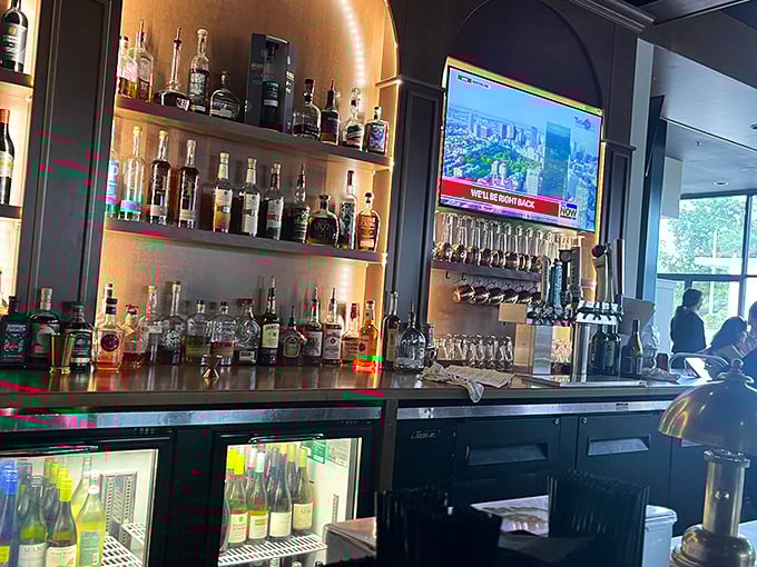 A bar stocked for serious sipping &ndash; where bourbon bottles stand like soldiers ready to defend against ordinary drinking experiences.