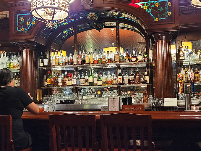 Stained glass meets spirits in this bar area that feels like the sophisticated Italian cousin of your favorite neighborhood pub.