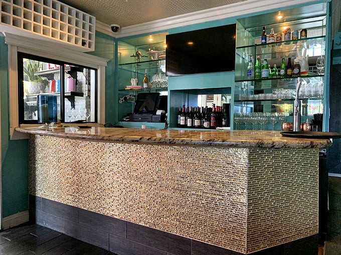 The bar at 26 Beach&mdash;where mimosas are born and weekend plans are hatched. Elegant, inviting, and ready for your toast to good times.
