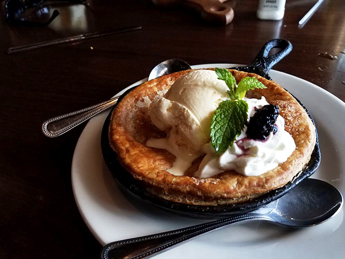 A berry cobbler that bubbles with promise. The vanilla ice cream doesn't stand a chance against that warm, sweet-tart filling and golden crust.