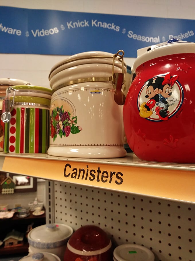 Cookie jar collectors, your support group meets here weekly. That Mickey canister would make even mundane kitchen staples feel magical.