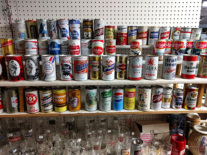 The beer can museum! Wisconsin's brewing heritage displayed in aluminum glory. Each can a tiny time capsule of thirst-quenching history.