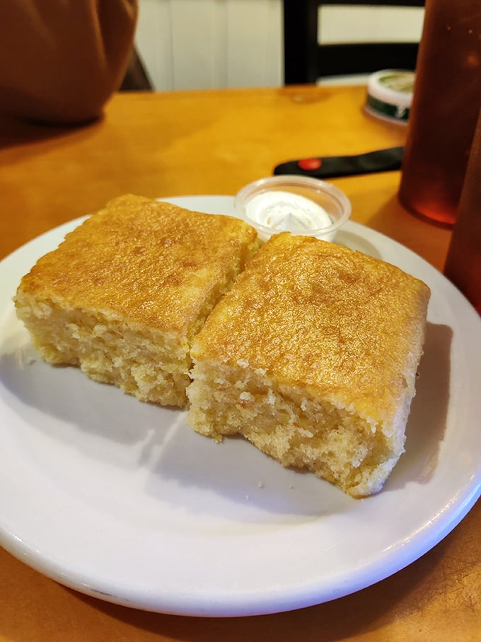 Cornbread squares that strike the perfect sweet-savory balance &ndash; moist inside, slightly crisp outside, impossible to eat just one piece.
