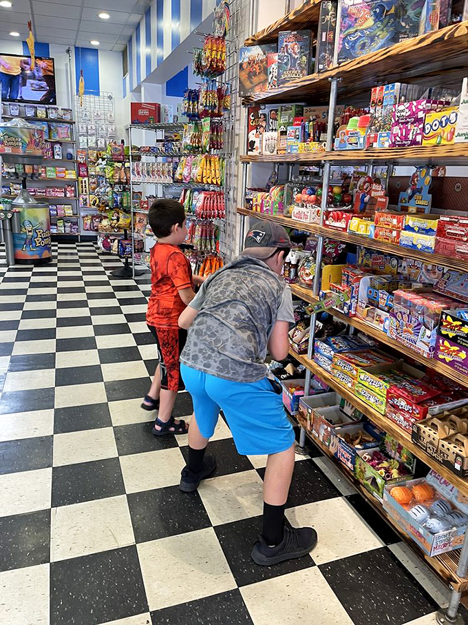 Young explorers navigate the candy wilderness with the focus of seasoned sugar archaeologists, discovering treasures their parents once loved at their age.