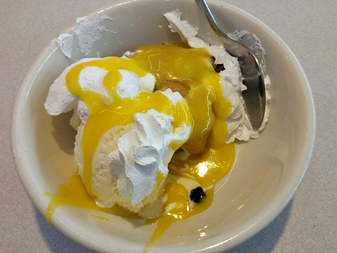 Ice cream drowning in butterscotch sauce isn't just dessert—it's a sweet reminder that some pleasures never go out of style, no matter what your cardiologist says.
