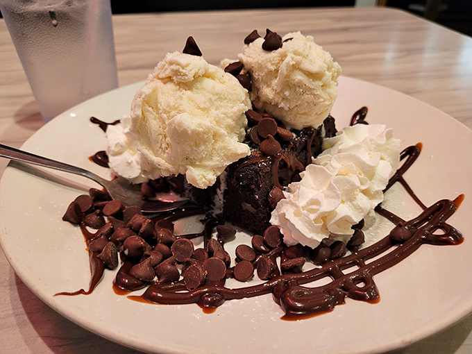 A brownie sundae that answers the eternal question: "Is there room for dessert?" with a resounding "Make room, immediately."