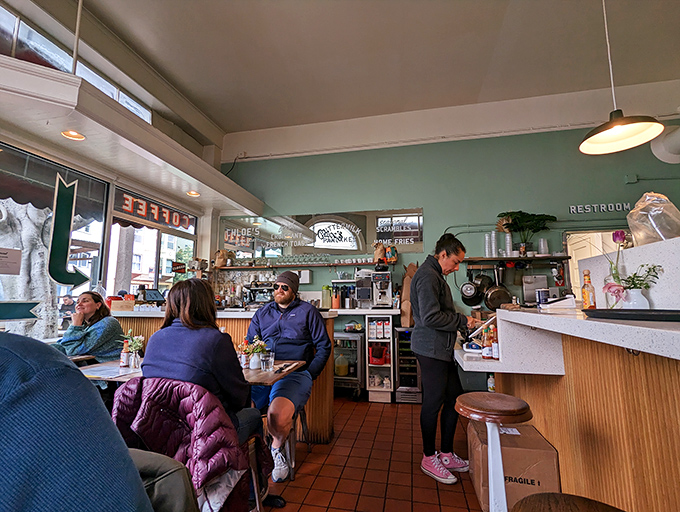 A glimpse of Chloe's in action&mdash;where strangers become temporary breakfast companions united by the universal language of "pass the hot sauce, please."