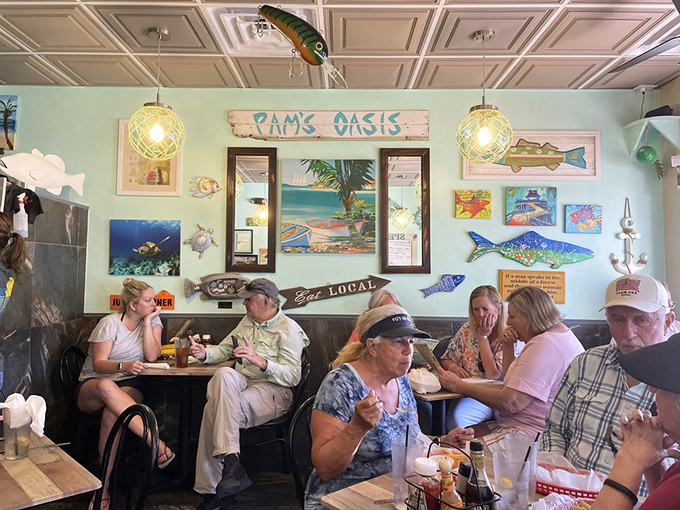 The true measure of a great local spot: tables filled with diners focused entirely on their food, not their phones.