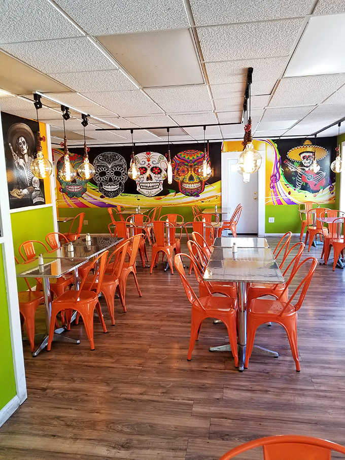 D&iacute;a de los Muertos meets modern dining. The sugar skull mural watches over diners as they enjoy authentic Mexican cuisine in vibrant surroundings.