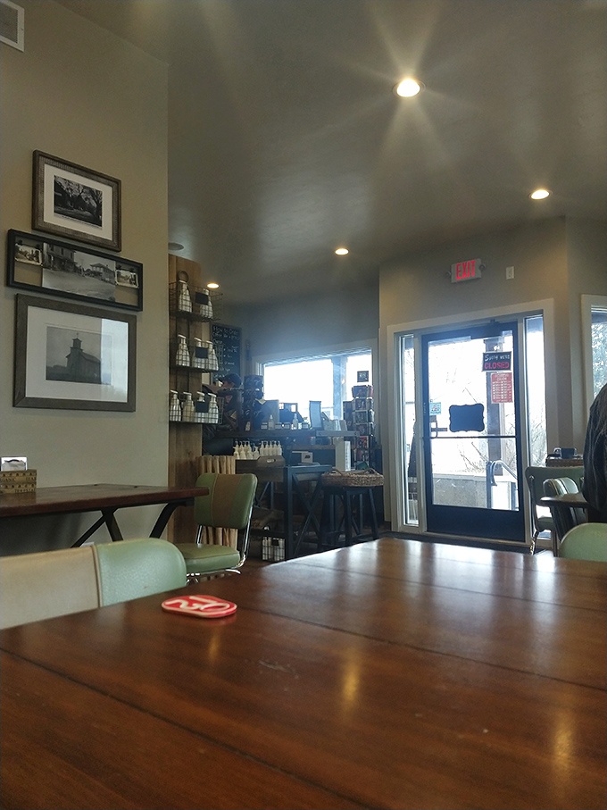 Minimalist charm with maximum comfort. The simple interior with vintage photographs creates the perfect backdrop for serious dessert contemplation.