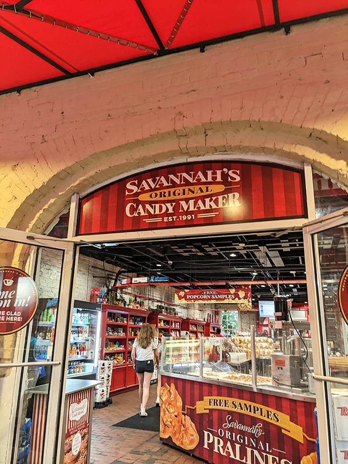 "Free Samples" might be the two most beautiful words in the English language. This entrance promises a journey of sweet discovery.