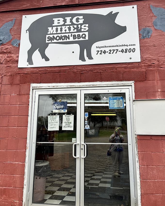The entrance to Big Mike's&mdash;where the pilgrimage begins for those seeking Pennsylvania's answer to barbecue enlightenment.