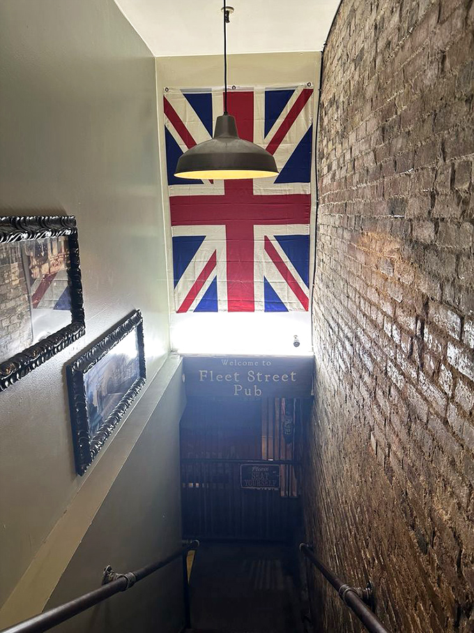 Descend these stairs and leave Tennessee behind. The Union Jack flag signals you're entering international waters&mdash;passport and appetite required.