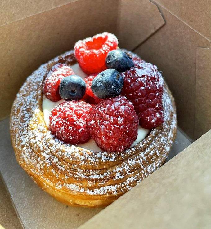 A fruit tart that's basically jewelry you can eat. Those berries nestled in cream look like rubies and sapphires in the most delicious setting.