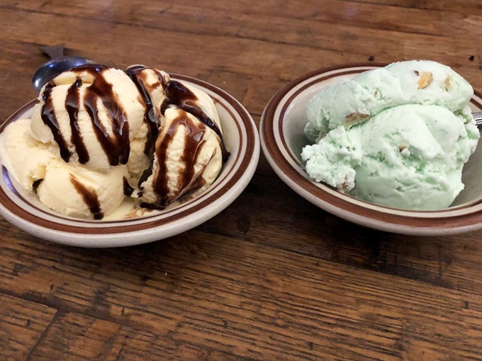 Sweet endings featuring vanilla and pistachio ice cream, because every great steak dinner deserves a cool finale.