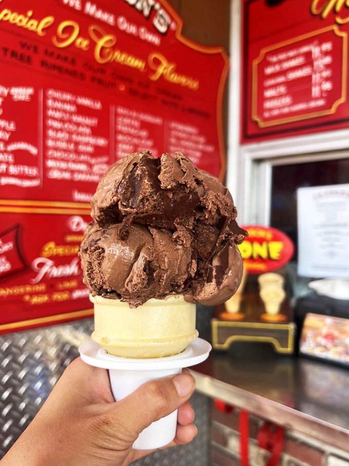 This chocolate scoop isn't just ice cream&mdash;it's therapy in a cone, with chunks of chocolate playing the role of breakthrough moments.