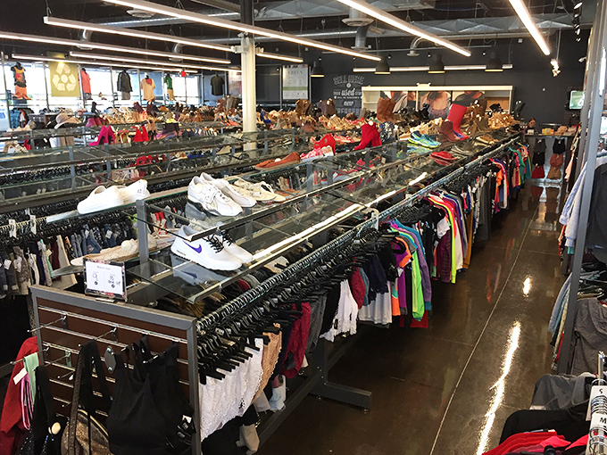 The expansive interior reveals the true scale of this fashion wonderland. So many racks, so many possibilities, so little time!