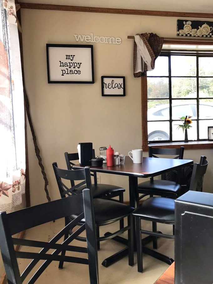 "My happy place" isn't just wall art&mdash;it's an accurate description of how you'll feel sitting at this table waiting for your burger.