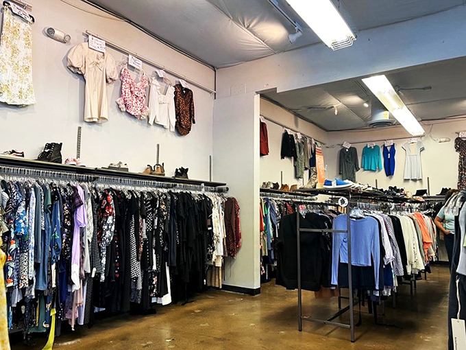 Organization is key &ndash; neatly arranged racks make browsing a pleasure rather than the overwhelming archaeological dig of typical thrift stores.