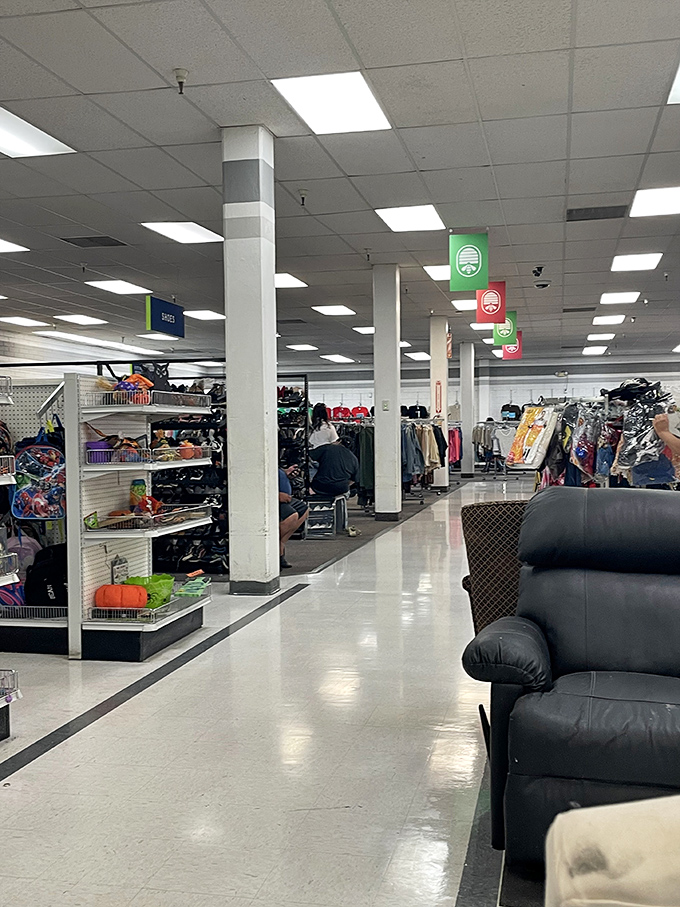 Clean floors, bright lighting, and organized departments make this thrift store feel more like a department store&mdash;minus the heart-stopping price tags.