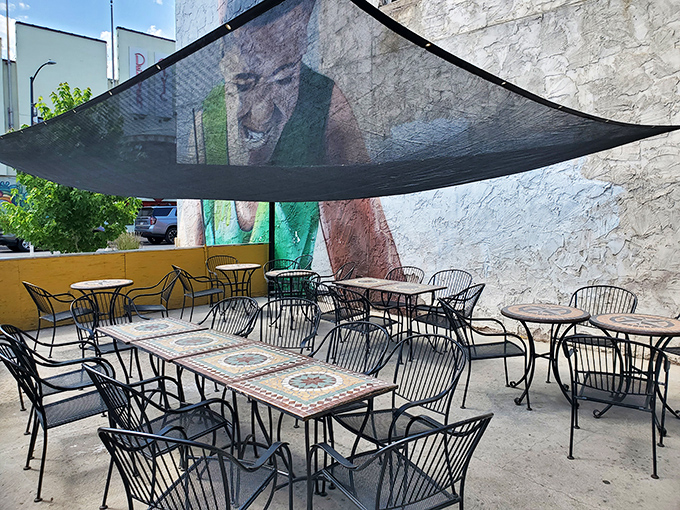 Outdoor seating for those who prefer their tacos with a side of vitamin D and people-watching.