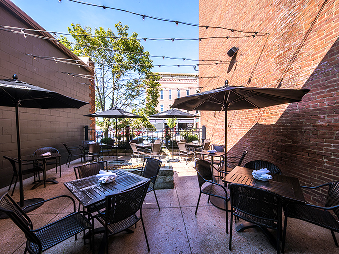 The outdoor patio, strung with lights, offers al fresco dining with a side of Wooster charm. Summer evenings were made for this.