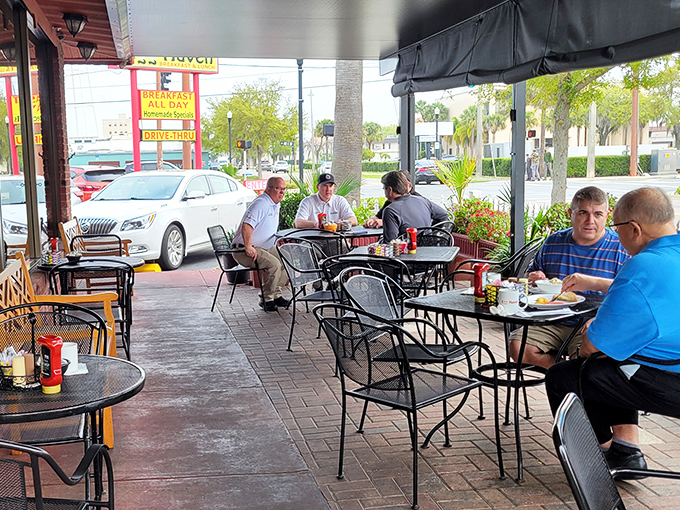 Florida's pleasant weather means outdoor seating at Egg Haven offers the perfect setting for enjoying breakfast while people-watching in Winter Haven.