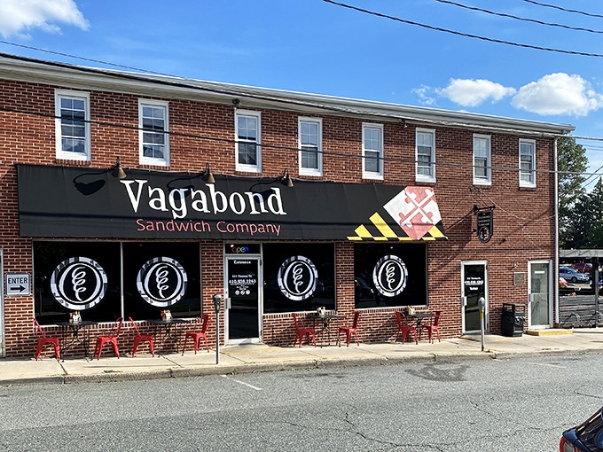 The final view before you enter sandwich paradise—where Maryland's flag colors promise patriotic levels of deliciousness within.