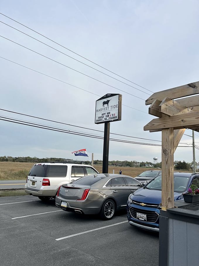 Even the parking lot view hints at coastal magic, with marshland vistas reminding you that great steaks and seafood are natural neighbors in Lewes.