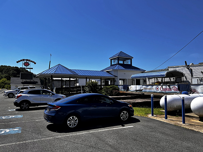 The parking lot where anticipation begins and satisfied patrons return to their vehicles with takeout boxes and memories of meals well-spent.