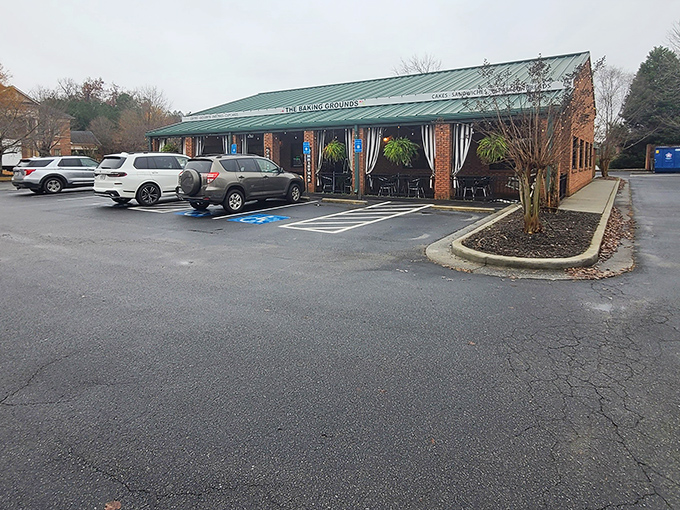 The parking lot view that promises carb-loaded treasures await—like seeing the outside of Willy Wonka's factory but for grown-up taste buds.