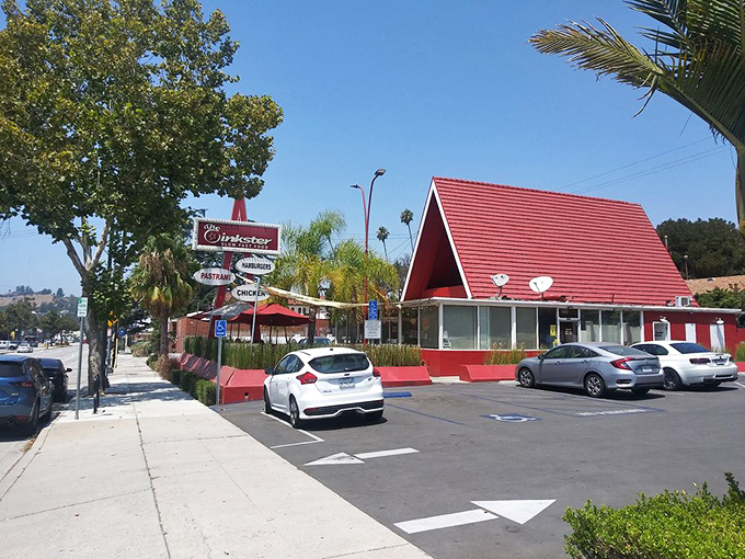 From the street, that red A-frame roof stands out like a beacon, promising salvation for the hungry souls of Eagle Rock.