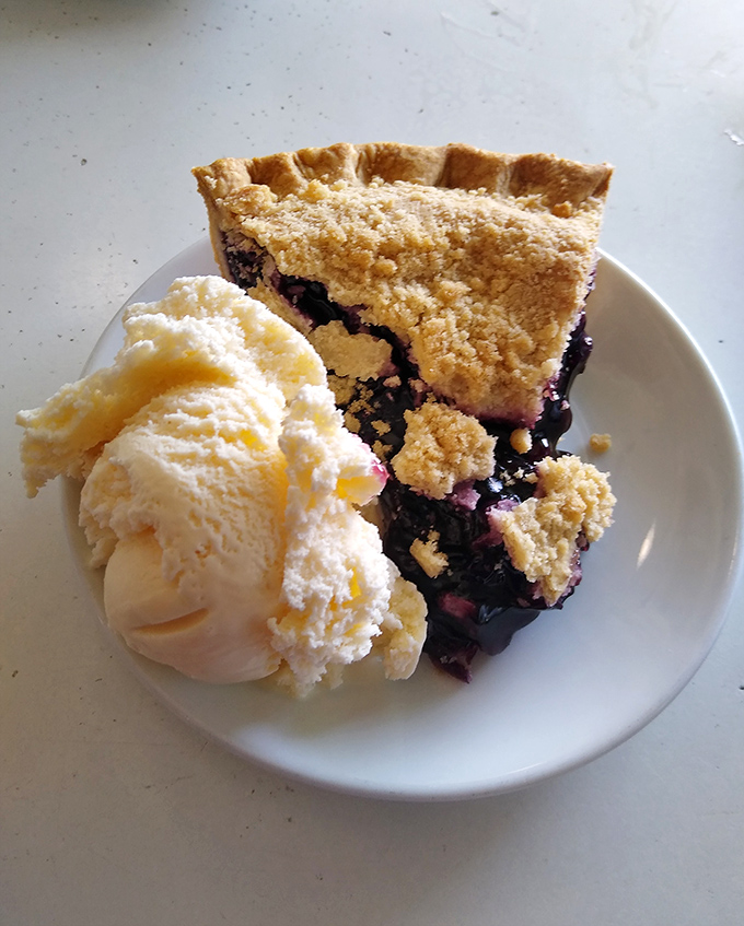 Blueberry pie and ice cream: the dessert equivalent of finding out your high school reunion was canceled but you still get to keep the new outfit you bought.
