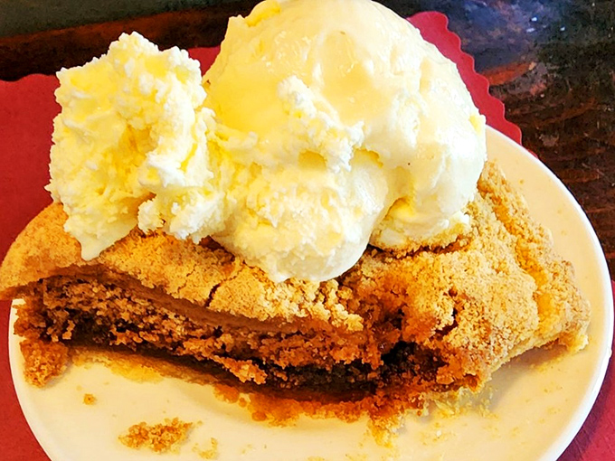 Shoofly pie with ice cream melting into its warm embrace. Worth every mile of the journey and every minute on the treadmill afterward.