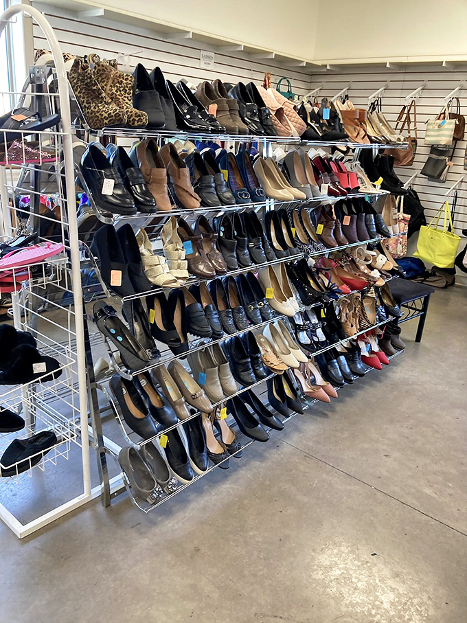 Shoe paradise for the practical fashionista&mdash;where designer labels and comfortable classics find common ground on metal racks.